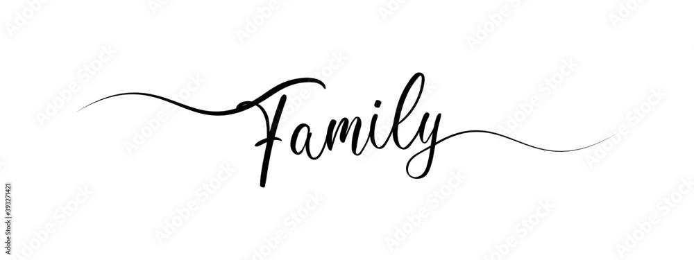 Vetor de simple letter Family script calligraphy banner black color do ...