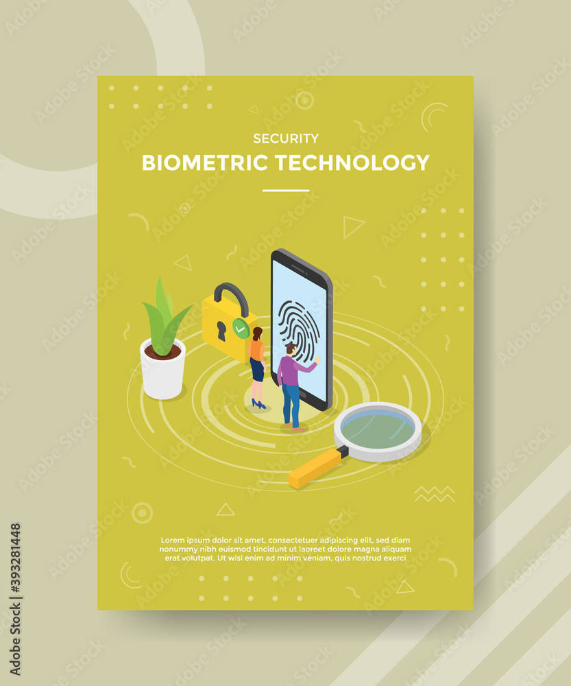 security biometric technology people stand front smartphone padlock for ...