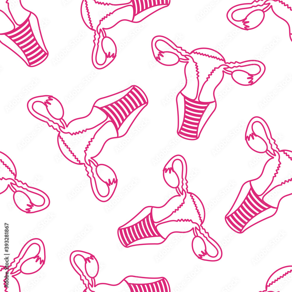 Vector graphics of the female reproductive system of the uterus and ...