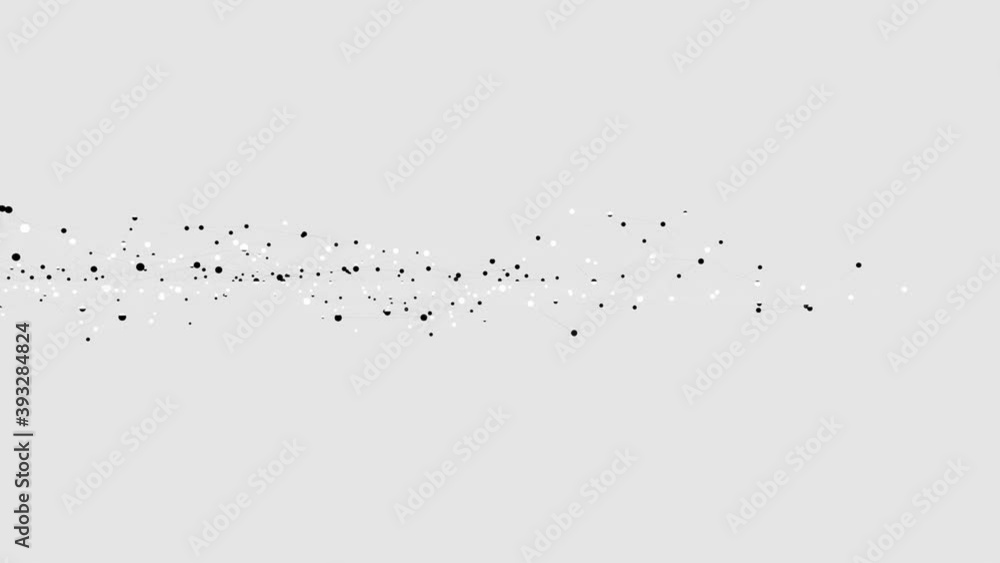3D render of abstract Plexus black and white geometrical shapes animation. Connection web ...