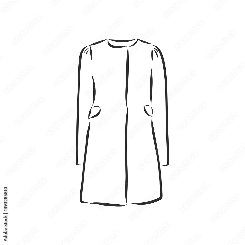 Women's coat, Fashion flat sketch. Technical drawing women's coat ...