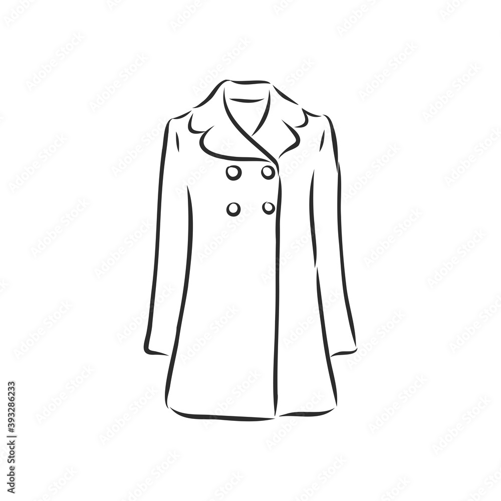 Women's coat, Fashion flat sketch. Technical drawing women's coat ...