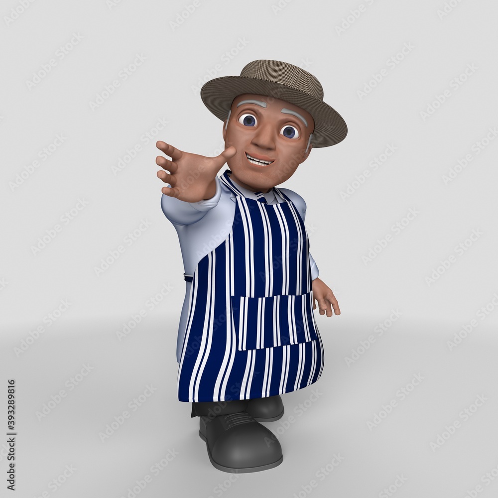 3D Cartoon Butcher Character Stock Illustration | Adobe Stock