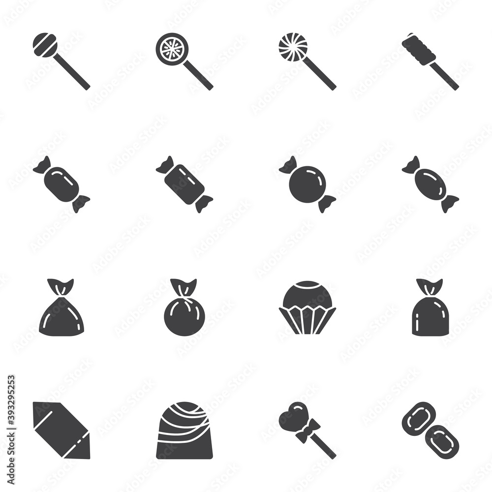 Sweets vector icons set, modern solid symbol collection, filled style ...