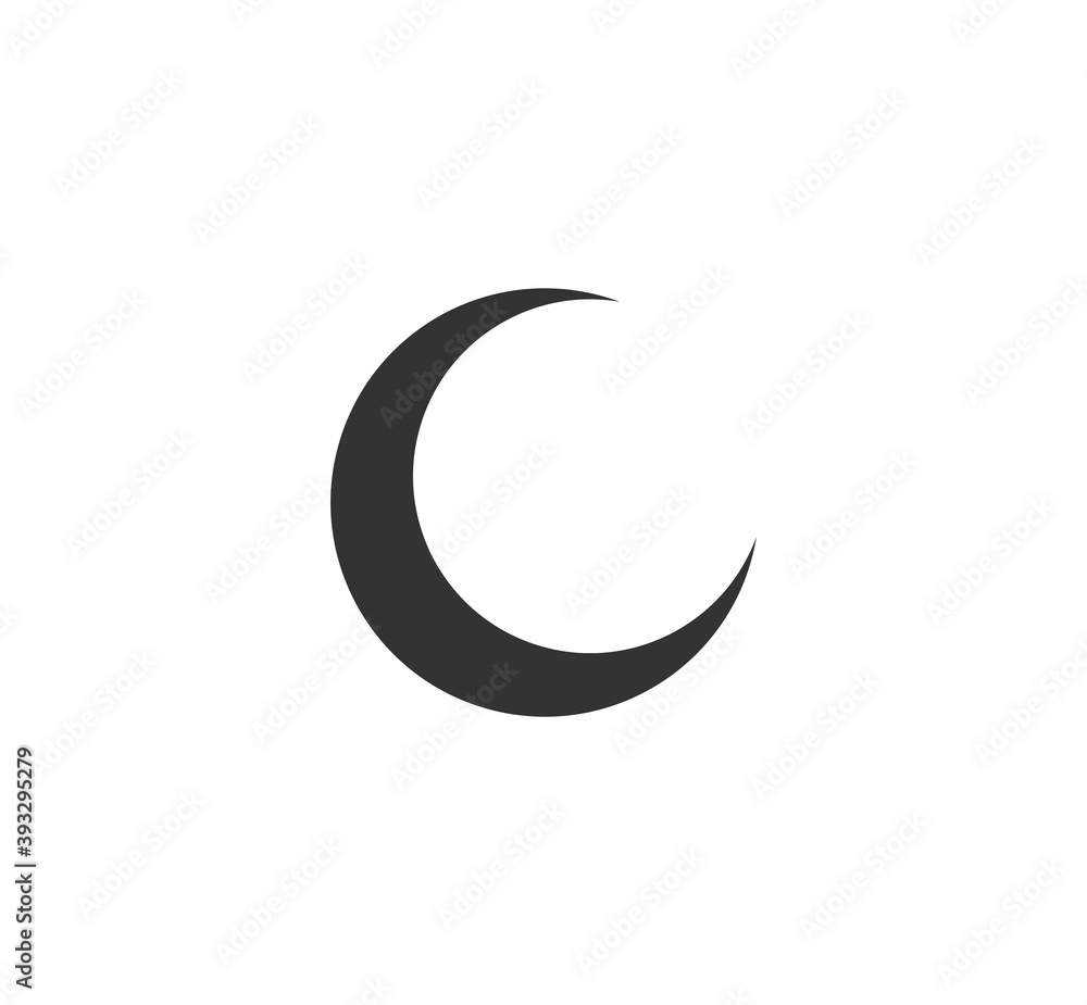 Flat style nighttime half moon icon. Lunar night. Crescent logo symbol ...
