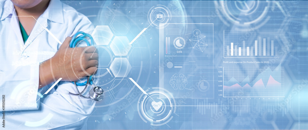 Doctor futuristic modern technology concept diagnosing analyzing ...