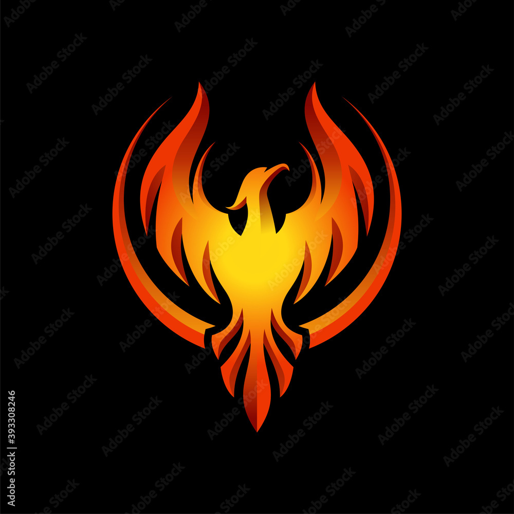 Modern Flaming Phoenix Logo designs template vector illustration Stock ...