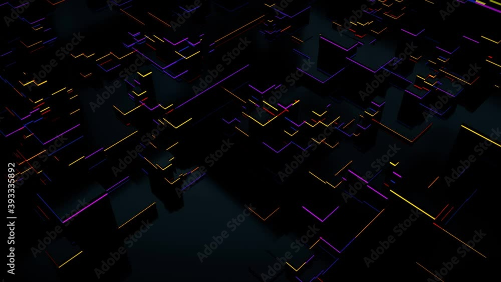 Looping technological 3D abstract shining cubes background.Futuristic Sci Fi 3D seamless ...