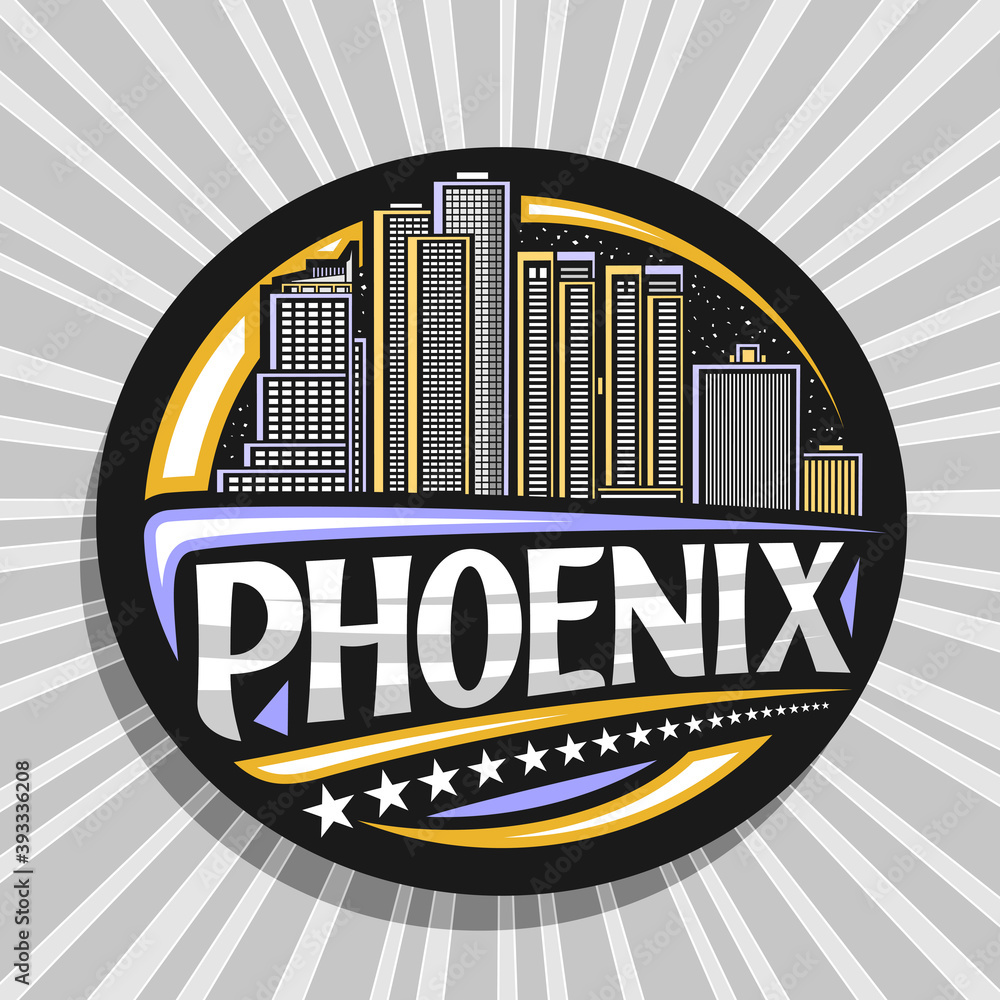 Vector logo for Phoenix, black decorative badge with outline ...