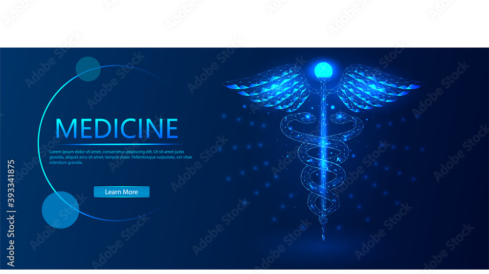 Medicine. Medicine low poly wireframe banner template. Illustration or ...