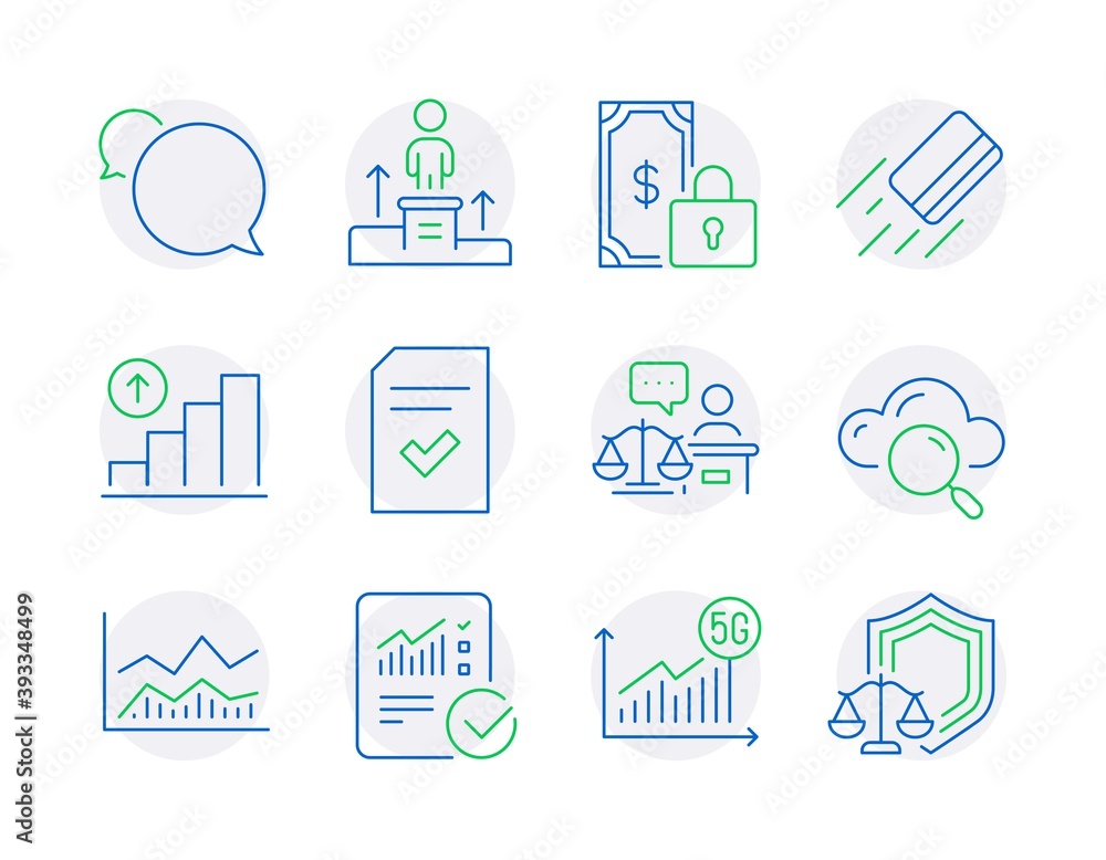 Education icons set. Included icon as Checked file, Court judge, Credit card signs. Business ...