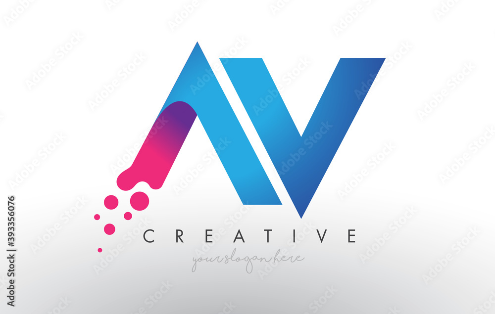 AV Letter Design with Creative Dots Bubble Circles and Blue Pink Colors ...
