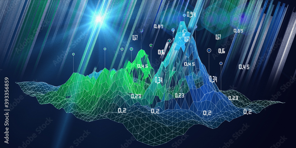 Technology Background With Wireframe Algorithm Analyze Data And Blurred Lines Quantum