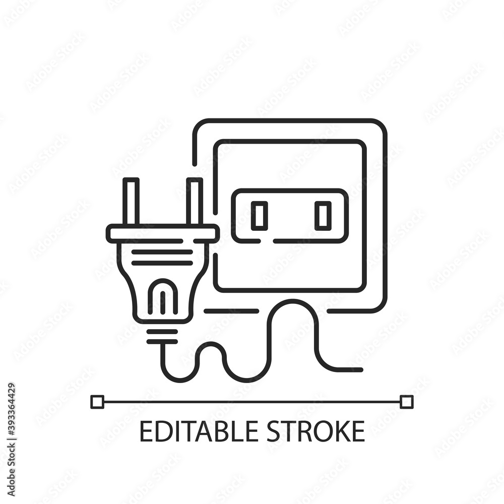 Electrical outlet linear icon. Socket for power generation. Voltage for ...