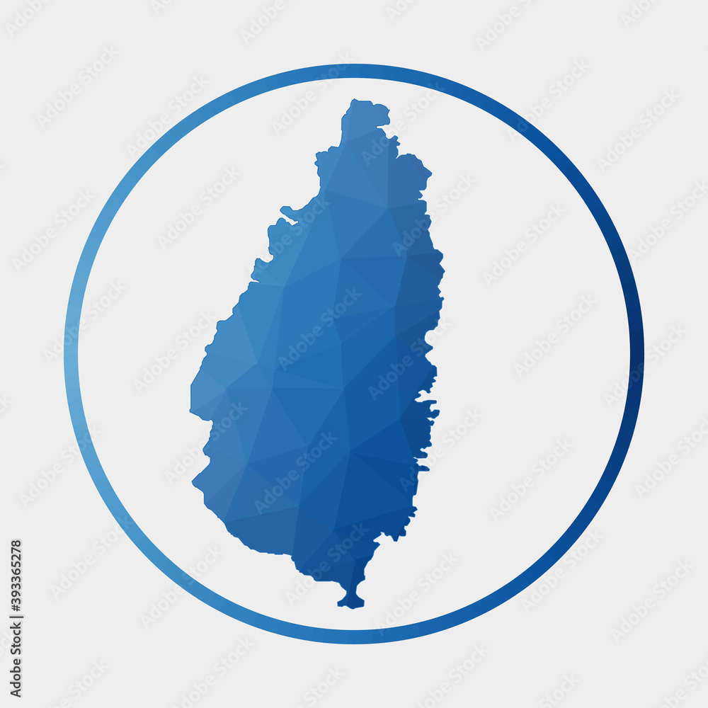 Saint Lucia icon. Polygonal map of the island in gradient ring. Round ...