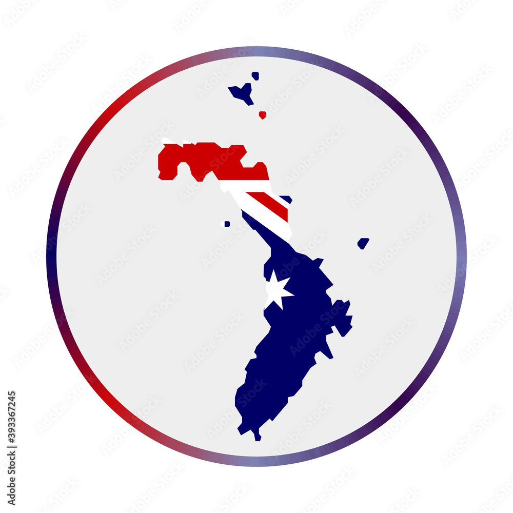 Lord Howe Island icon. Shape of the island with Lord Howe Island flag ...