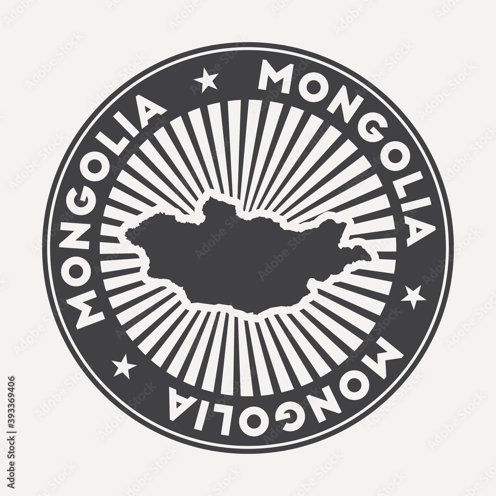 Mongolia round logo. Vintage travel badge with the circular name and ...
