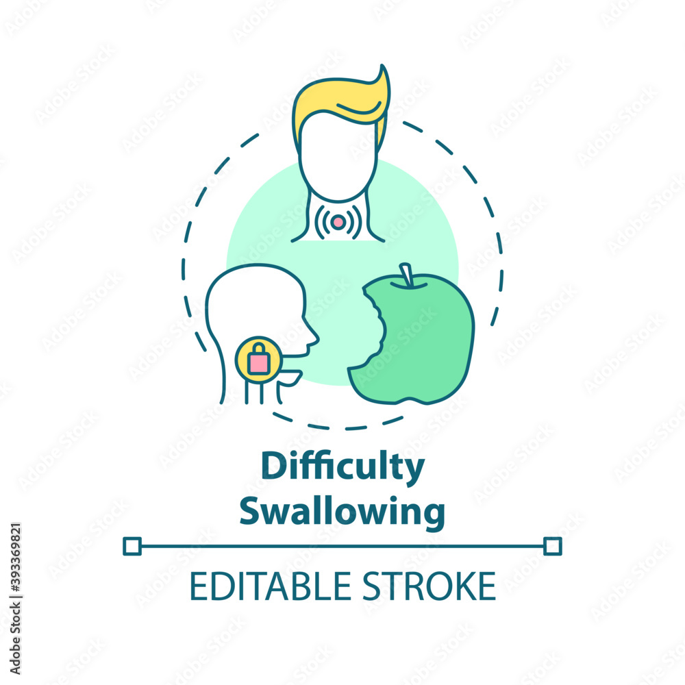 Difficulty swallowing concept icon. Sore throat symptom idea thin line ...