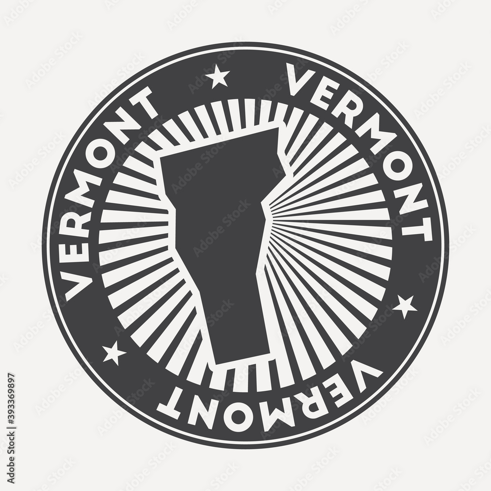 Vermont round logo. Vintage travel badge with the circular name and map ...