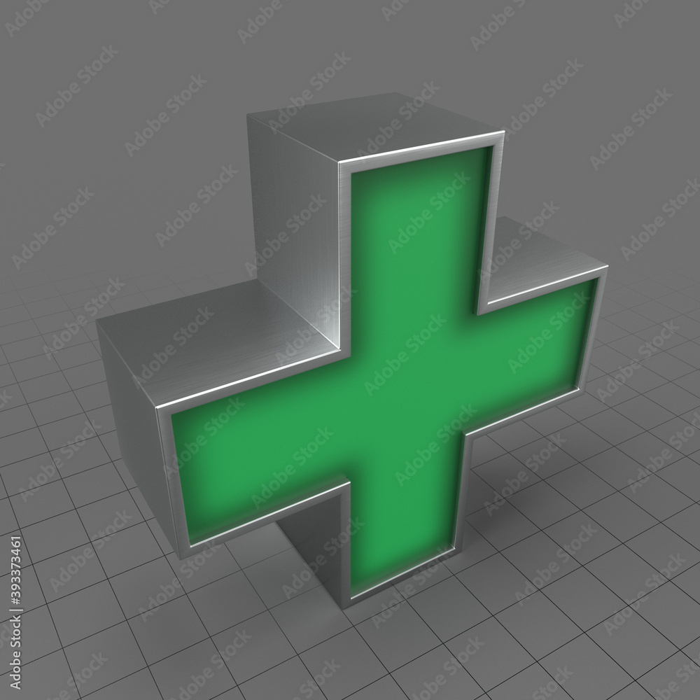 Pharmacy green cross Stock 3D asset | Adobe Stock
