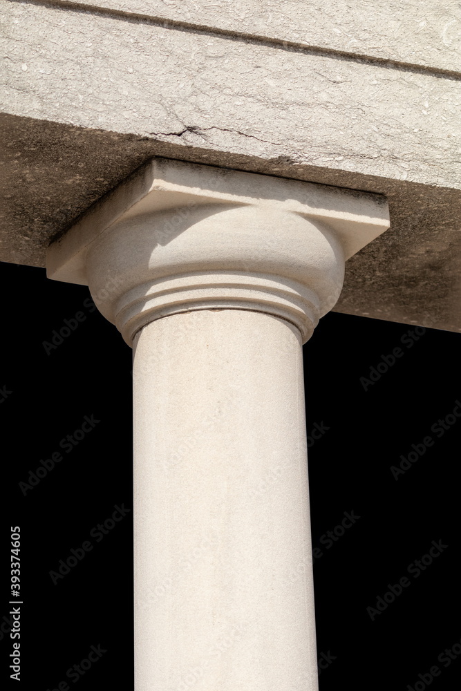 Elements of architectural decorations of buildings, columns and tops ...