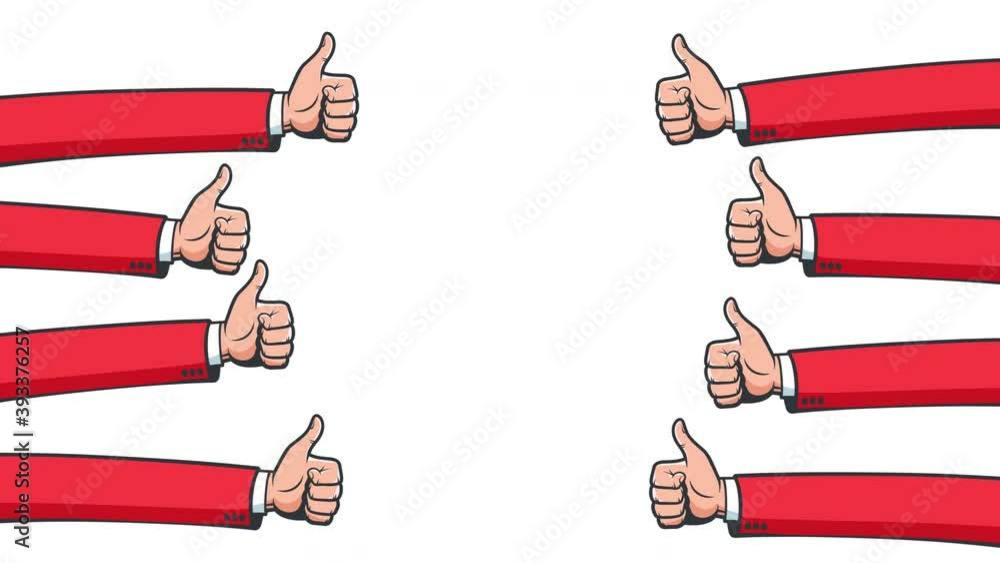 Thumb up hand gesture. Cartoon like sign for overlay. Looped animation ...