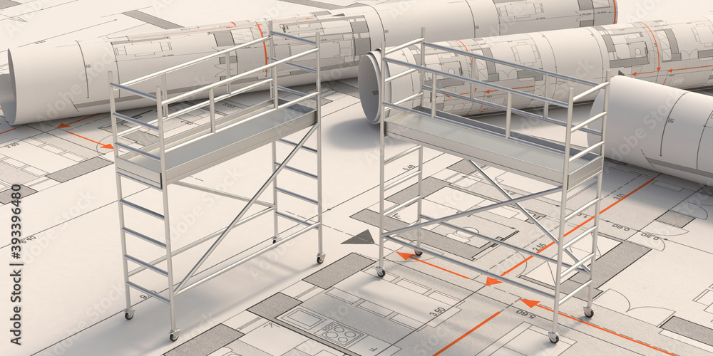 Photo & Art Print Scaffolding towers isolated on black background. 3d ...