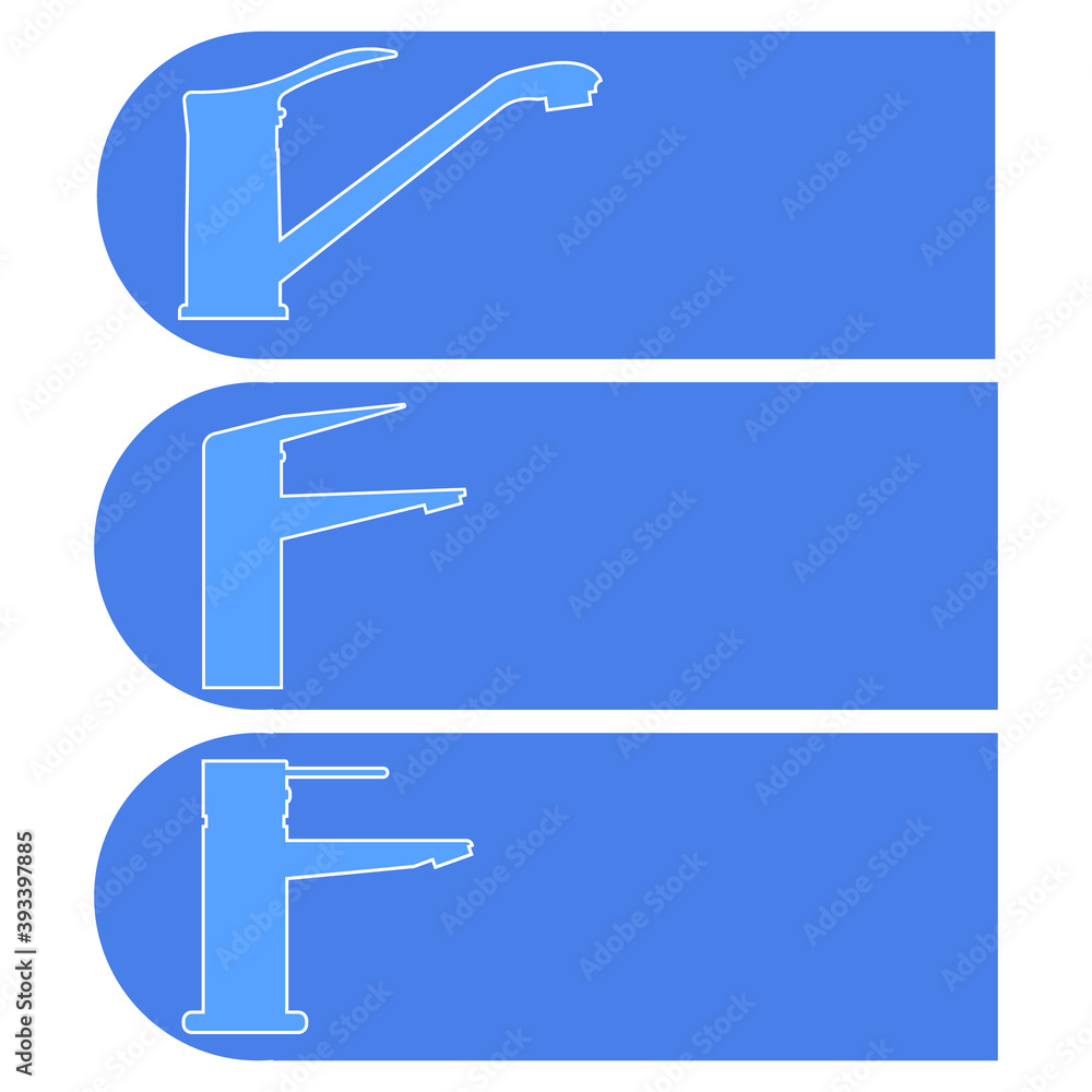 Set of vector icons, logos of water faucets for the kitchen and ...