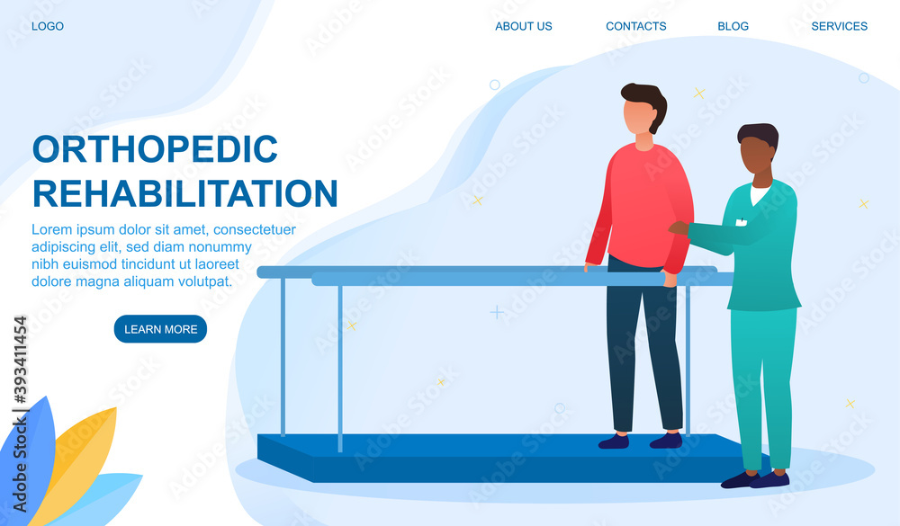 Disabled man at orthopedic rehabilitation therapy at clinic. The doctor ...