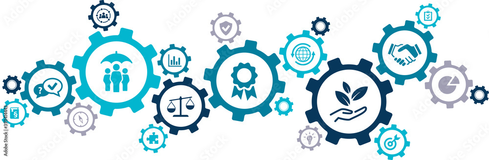 csr vector illustration. Concept with connected icons related to ...