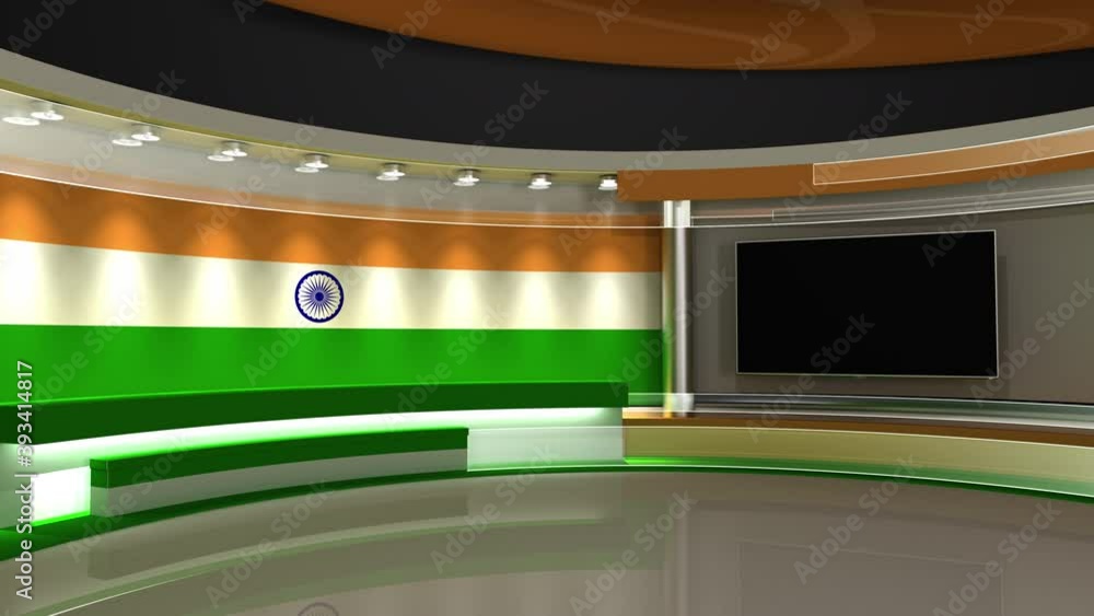 TV studio. India flag studio. India flag background. News studio. The ...