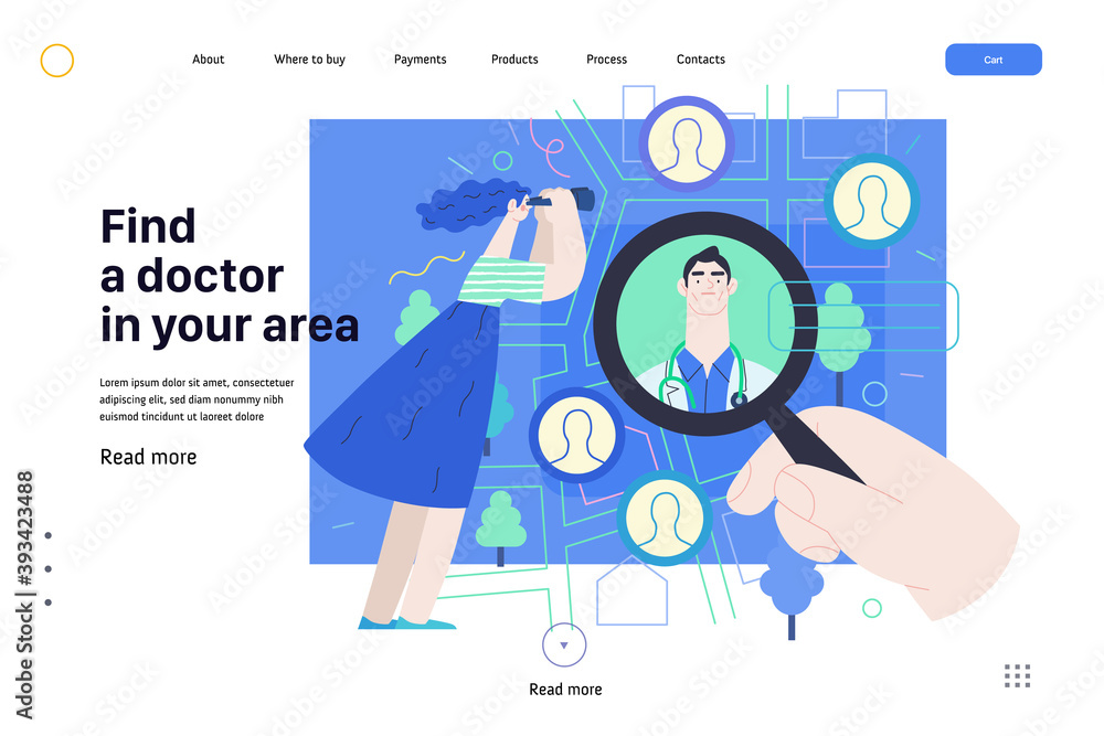Find a doctor -medical insurance web page template -modern flat vector ...