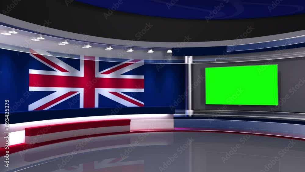 TV studio. United Kingdom flag studio. British flag. United Kingdom ...