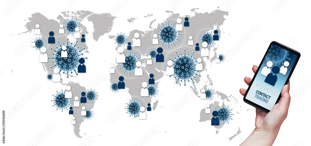 Contact Tracing COVID-19 Corona Virus Tracking App concept, hand ...