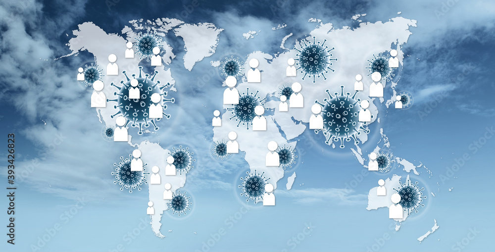 Contact Tracing COVID-19 Corona Virus Tracking App and spread concept,world geographic map with ...