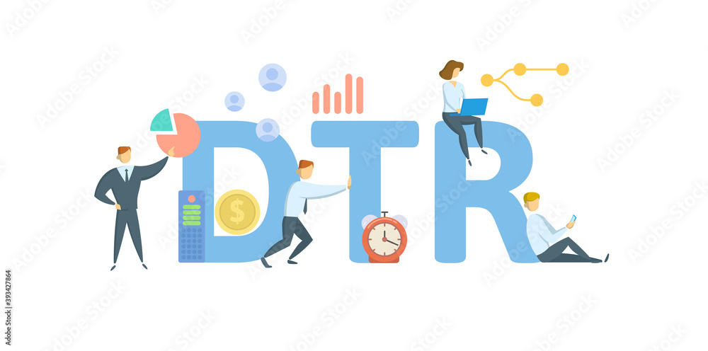 DTR, Daily Time Record. Concept with keywords, people and icons. Flat ...