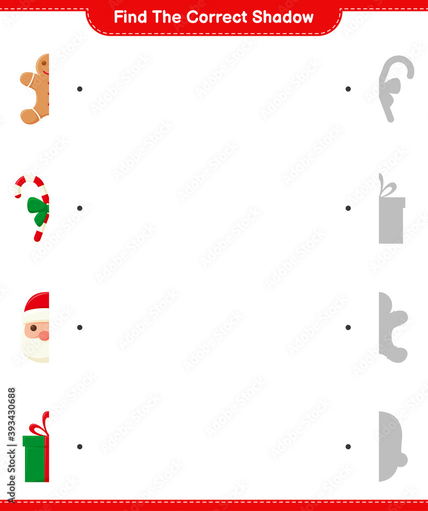 Find the correct shadow. Find and match the correct shadow of Christmas ...
