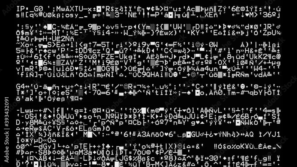 Obscure Cryptic Characters Scrolling Down On A Computer Screen Encrypted Source Code Slow