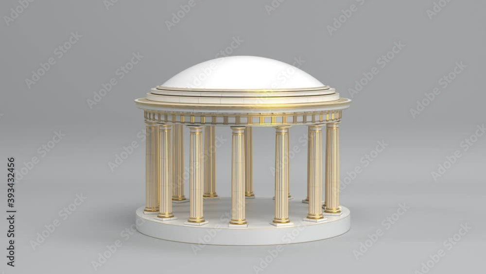 Rotating ancient greek marble rotunda with columns, antique round ...