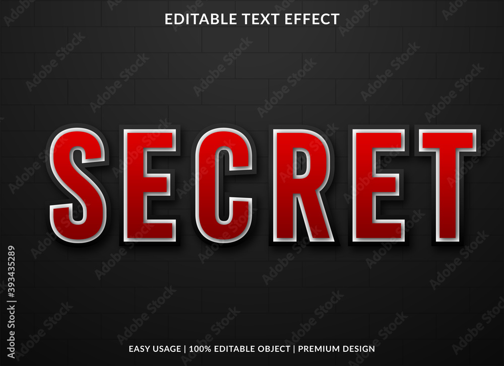 secret text effect template design with bold font style use for brand ...