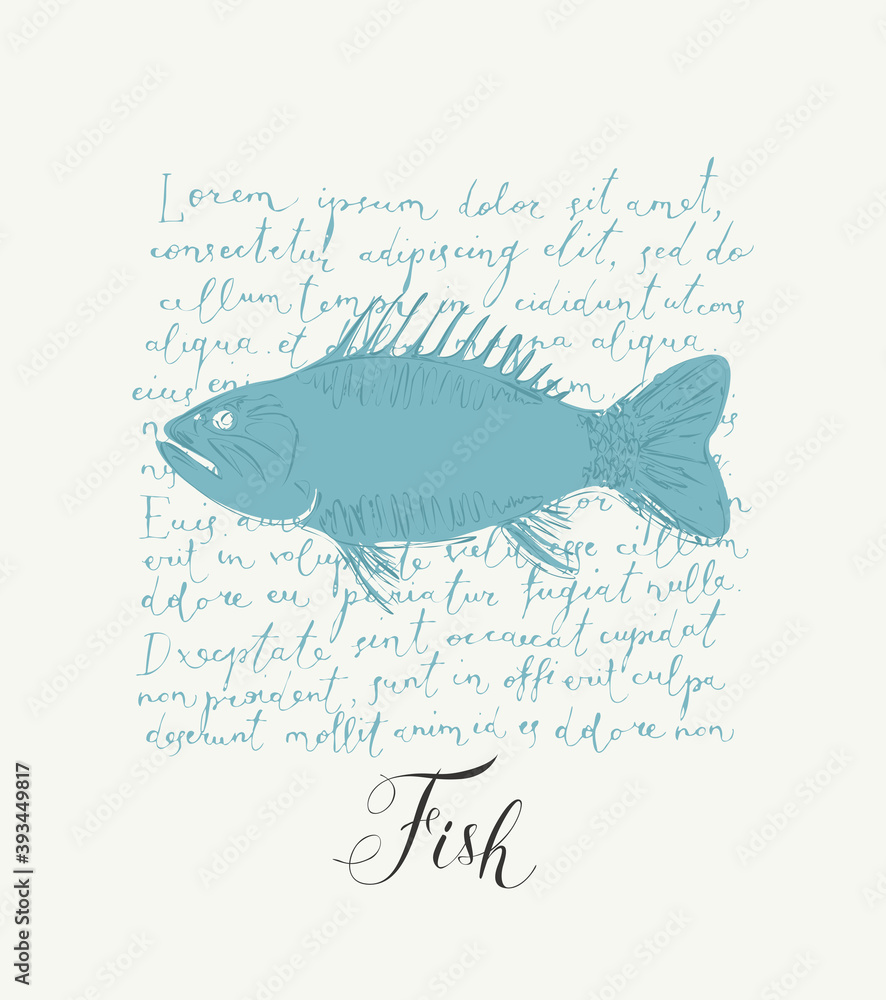 seaVector banner or menu for seafood restaurant or shop. Hand-drawn ...