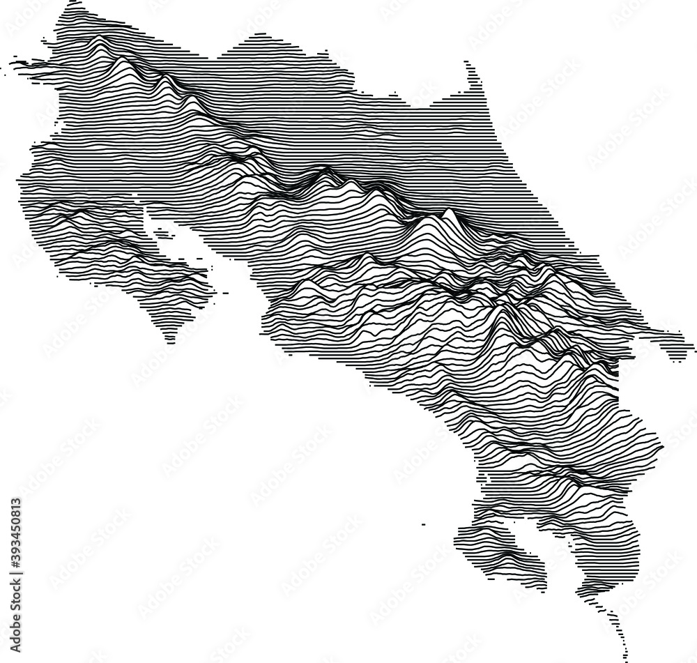 Topographic map of Costa Rica with black contour lines Stock Vector ...