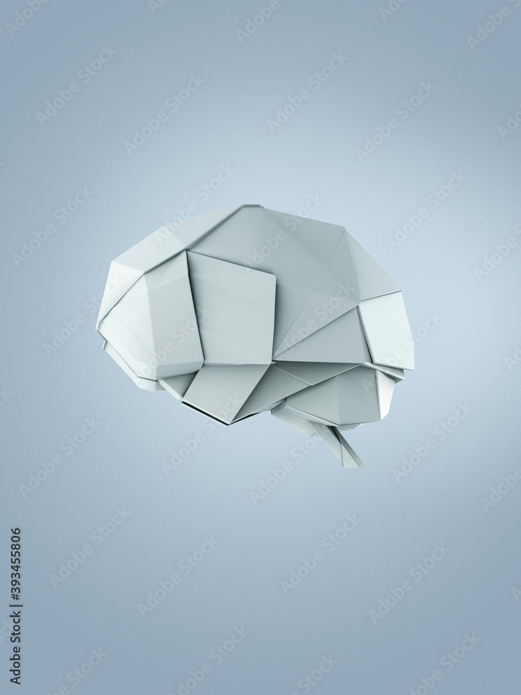 Origami brain made of white paper Stock Photo | Adobe Stock