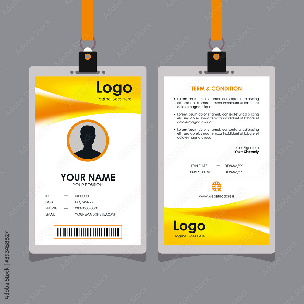 Abstract Smooth Yellow Orange Id Card Design with Blurry Mesh ...