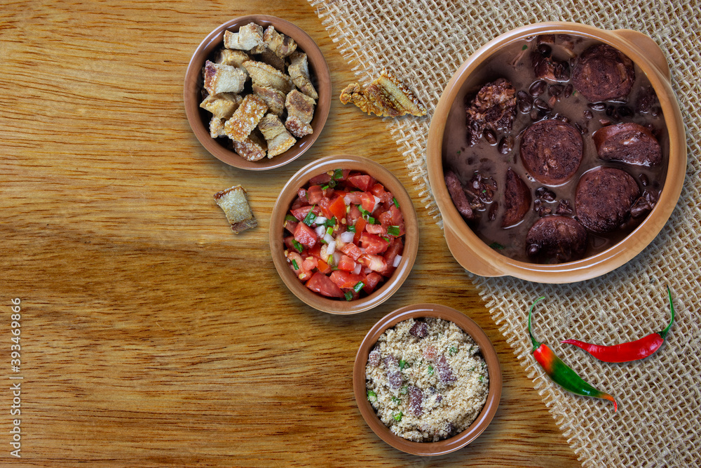 Brazilian Feijoada Food - typical Brazilian food - Top view with space ...