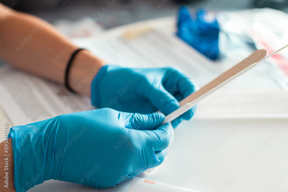 Process of coronavirus testing examination at home, COVID-19 swab ...