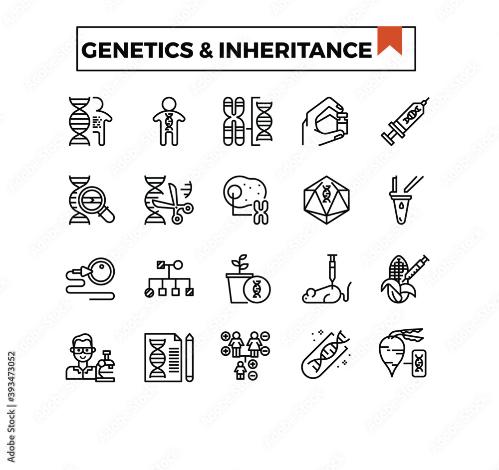 genetics and inheritance icon set. Stock Vector | Adobe Stock