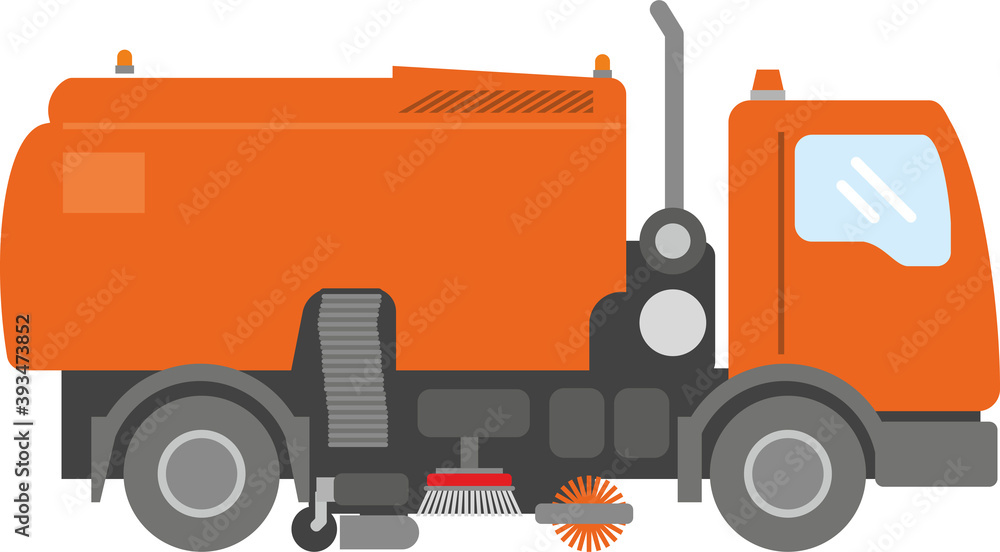 Modern machinery, street sweeper isolated on white background ...