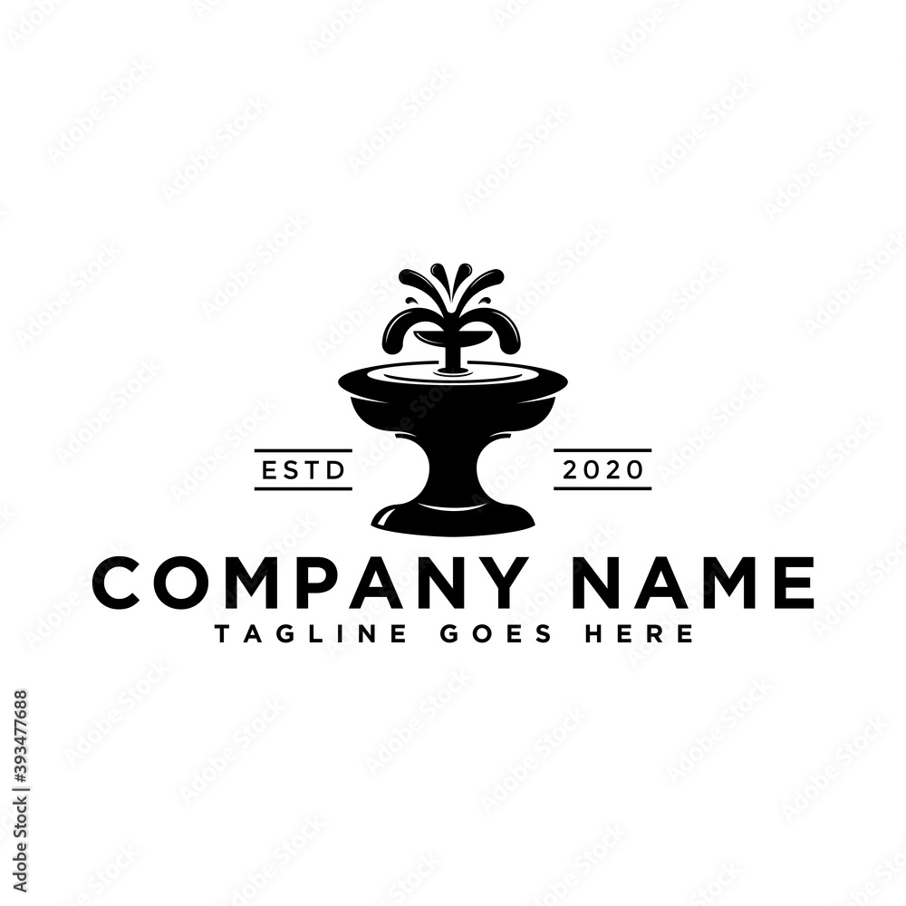 vintage retro stone water fountain logo design inspirations Stock ...