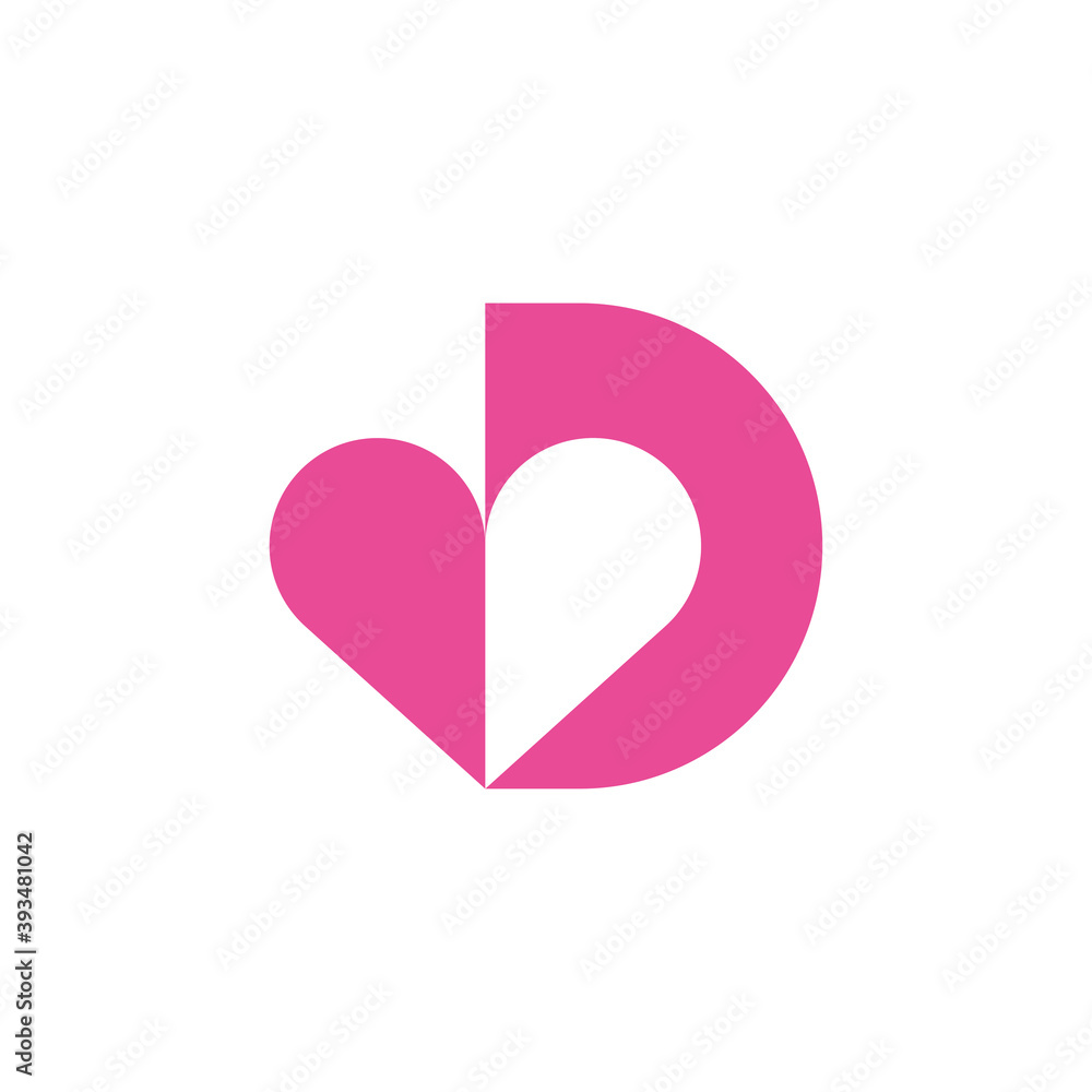 Letter D heart logo design Stock Vector | Adobe Stock